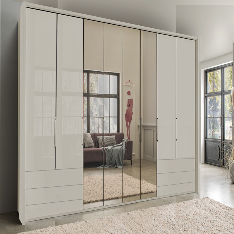 Wiemann Kansas 350cm Bi-Folding Door Wardrobe With Outer Drawers | Wiemann Bedroom Furniture UK ...